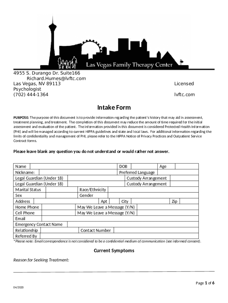 Intake Doc Template | pdfFiller