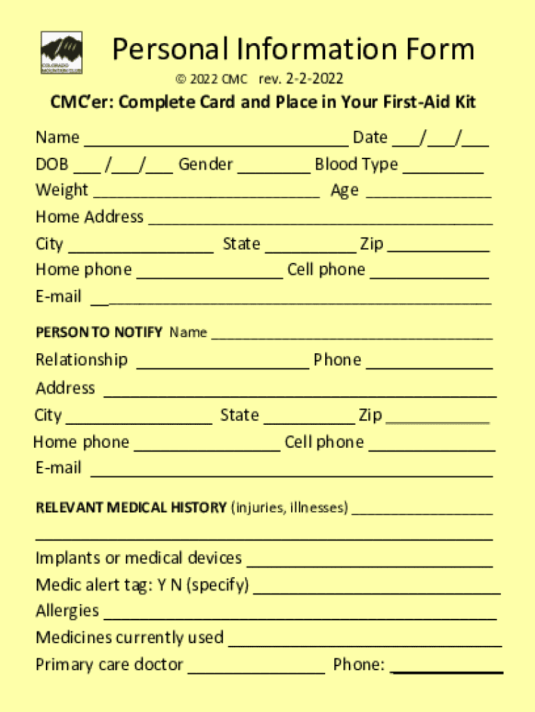 Fillable Online Personal Information Form Fax Email Print - pdfFiller