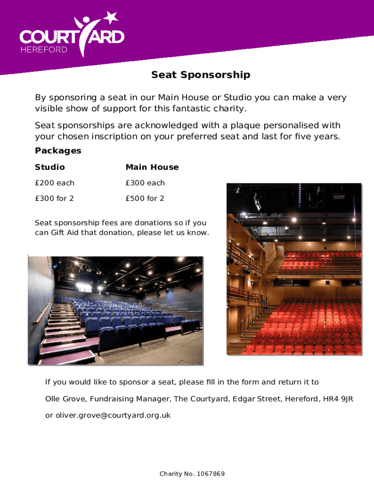 Seat Sponsorship Application Doc Template | pdfFiller