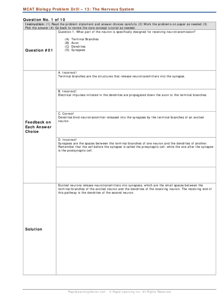 Fillable Online MCAT Sample Questions Fax Email Print - pdfFiller