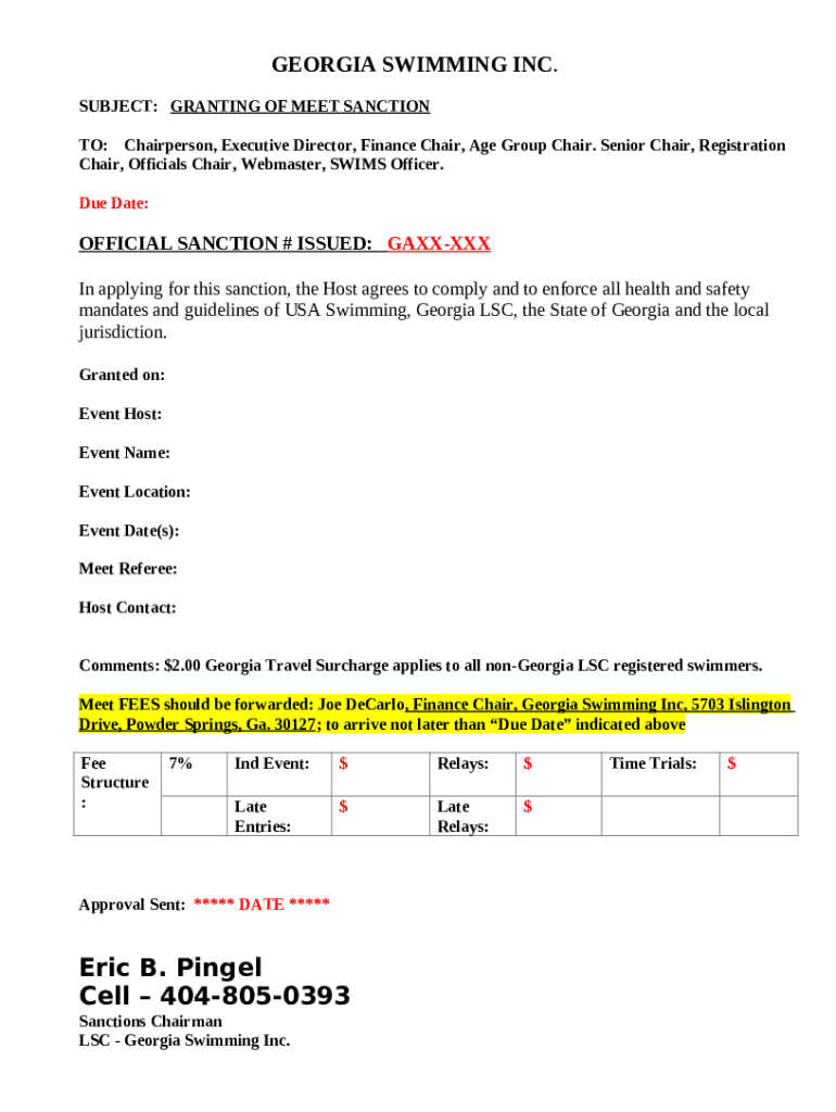 Sanction Application for Approved Meets Doc Template | pdfFiller