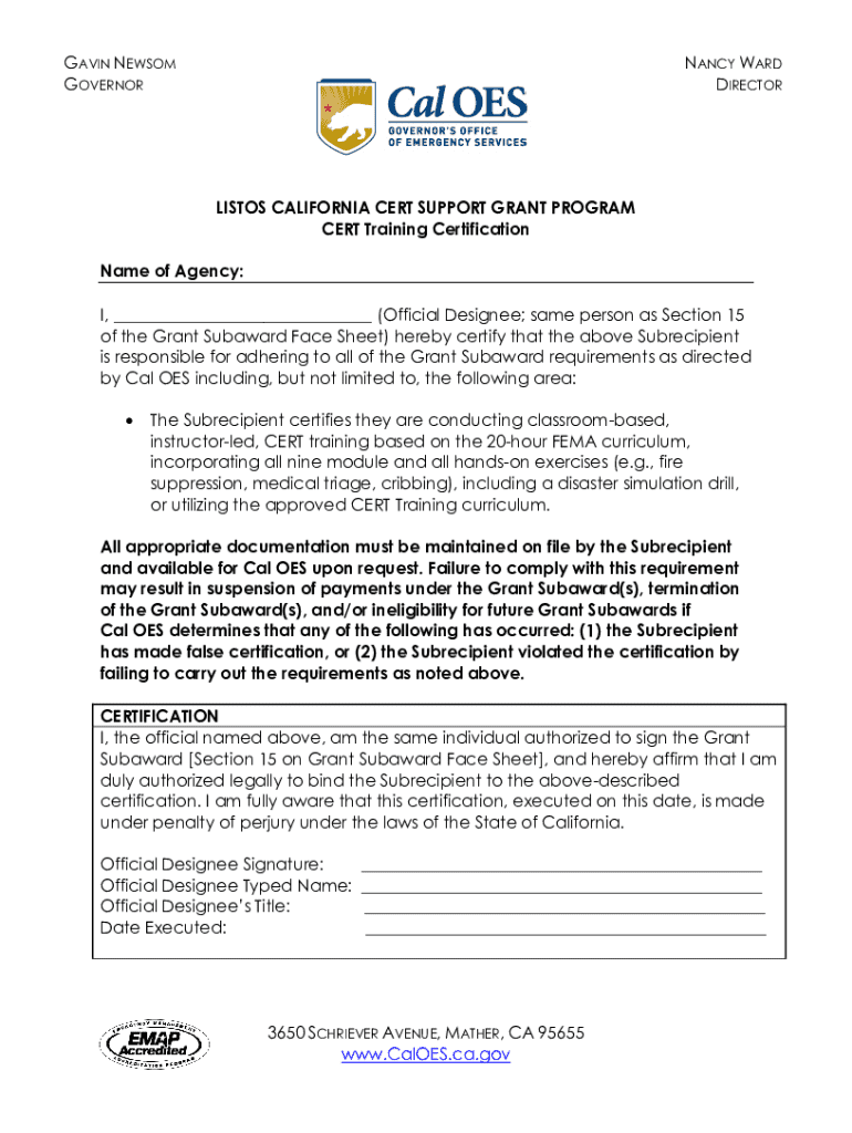 Fillable Online Cert Training Certification Fax Email Print - pdfFiller