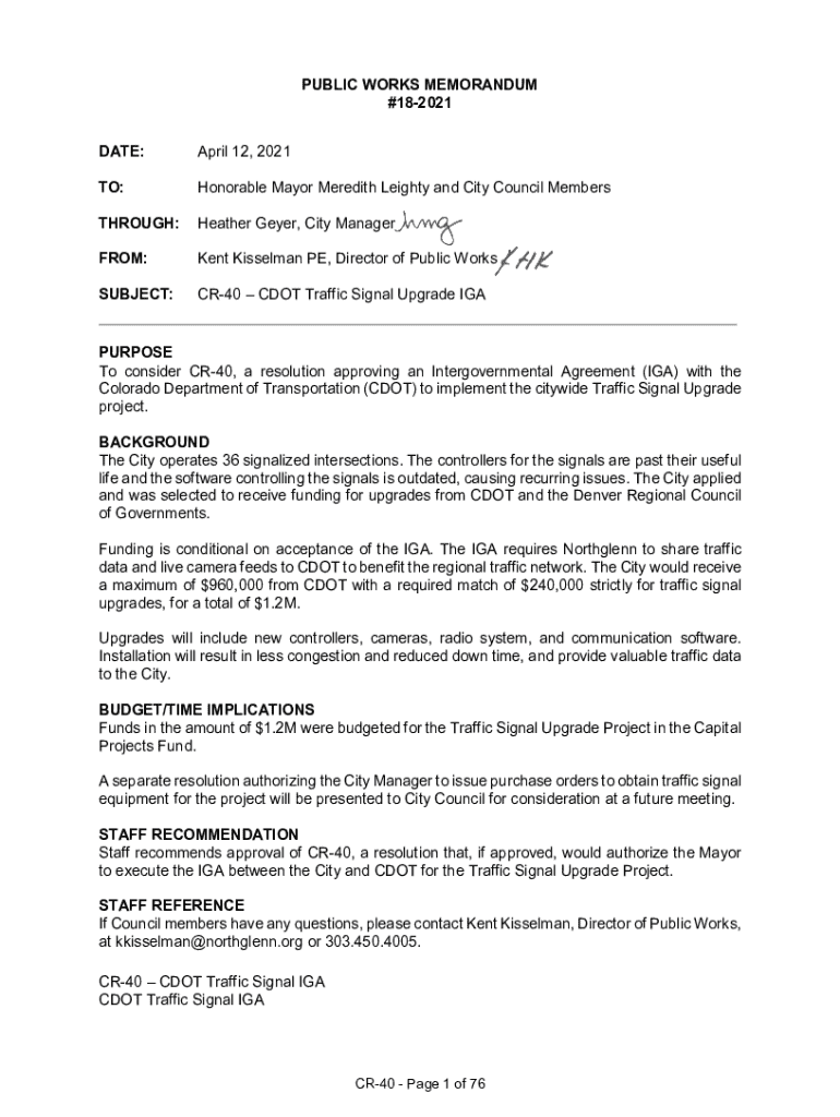 Fillable Online CR-40 CDOT Traffic Signal Upgrade IGA Fax Email Print ...