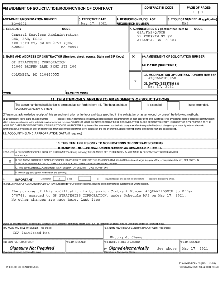Fillable Online Contract Modification Notice Fax Email Print - pdfFiller