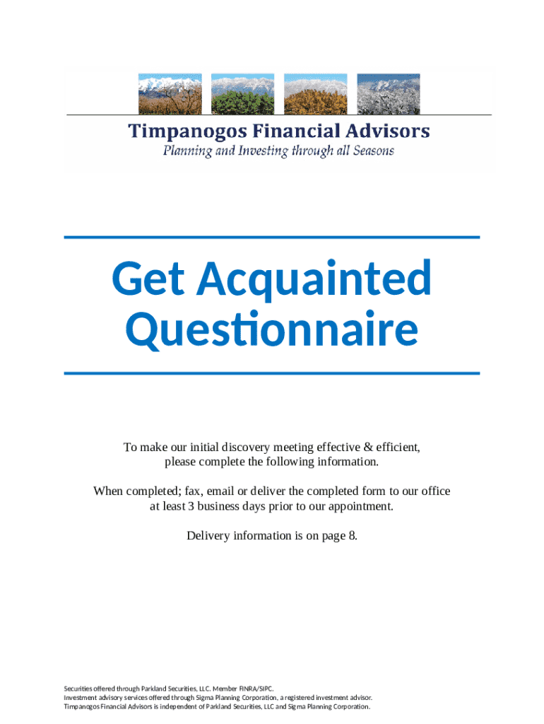 Get Acquainted Questionnaire Doc Template | pdfFiller