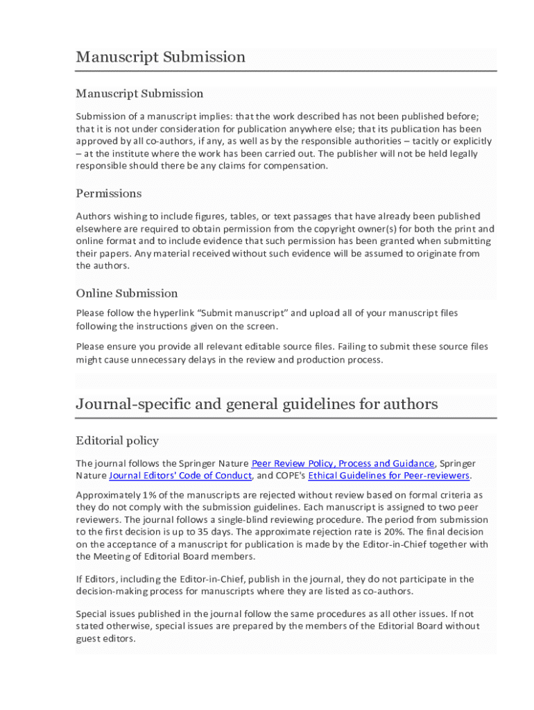 Fillable Online Submission Guidelines for Manuscripts Fax Email Print - pdfFiller