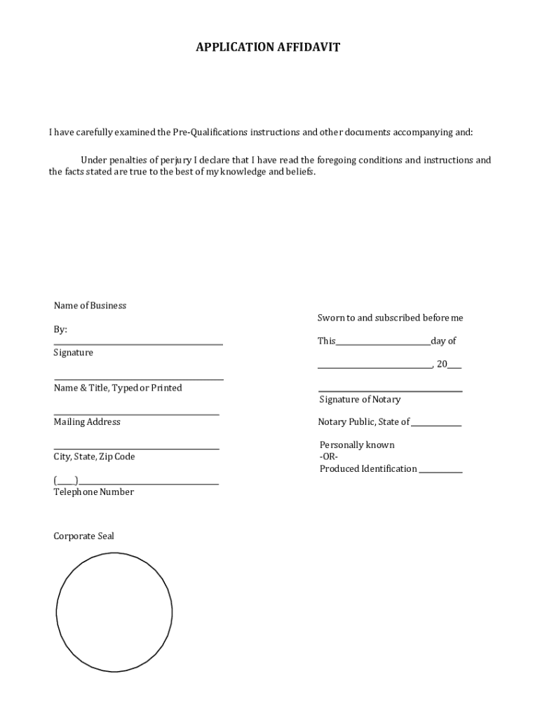 Fillable Online Application Affidavit Fax Email Print - pdfFiller