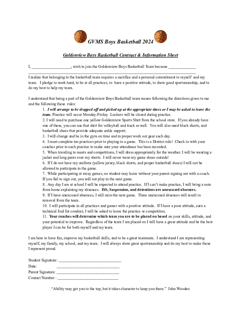 Fillable Online Gvms Boys Basketball 2024 Fax Email Print - pdfFiller