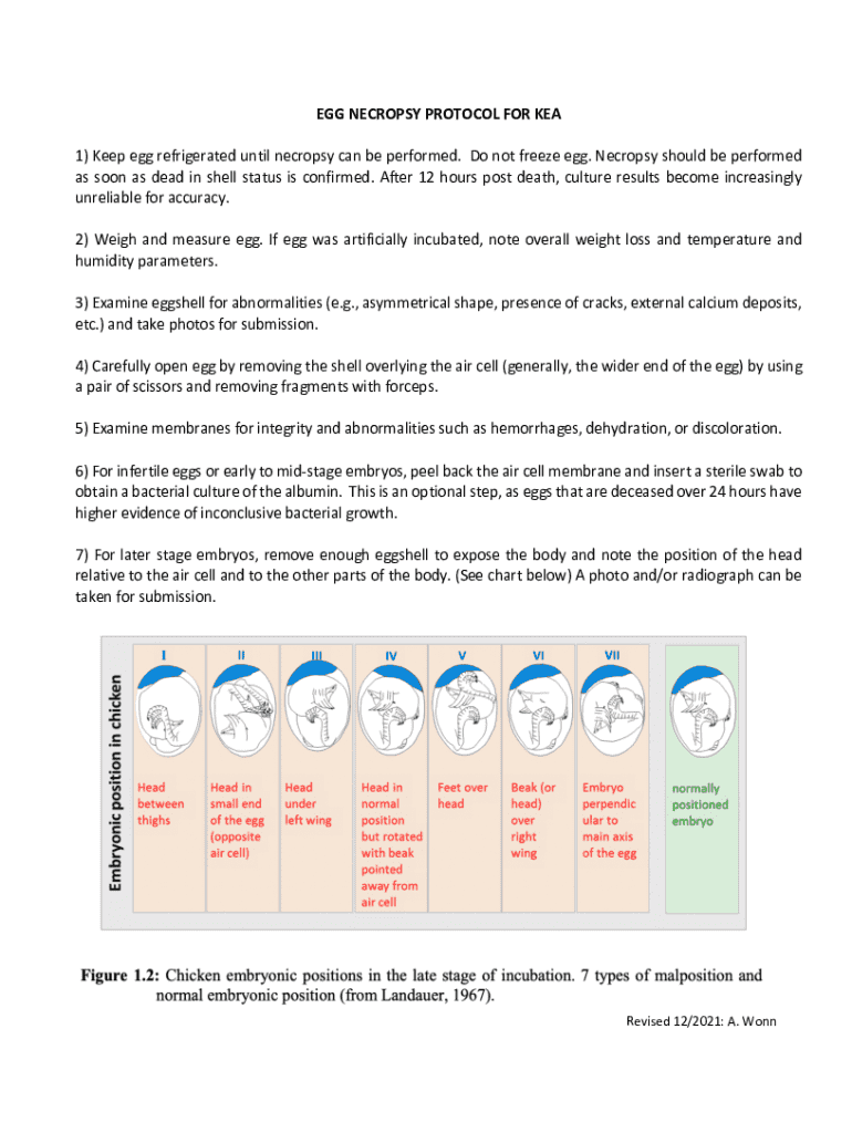 Fillable Online Egg Necropsy Protocol for Kea Fax Email Print - pdfFiller