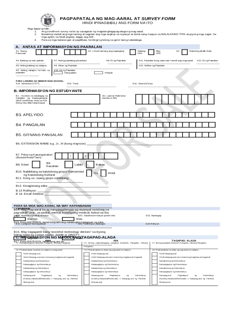 Final modified learner enrollment and survey filipino Doc Template | pdfFiller