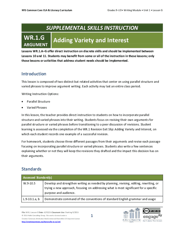 Fillable Online Adding Variety and Interest in Argument Writing Fax ...