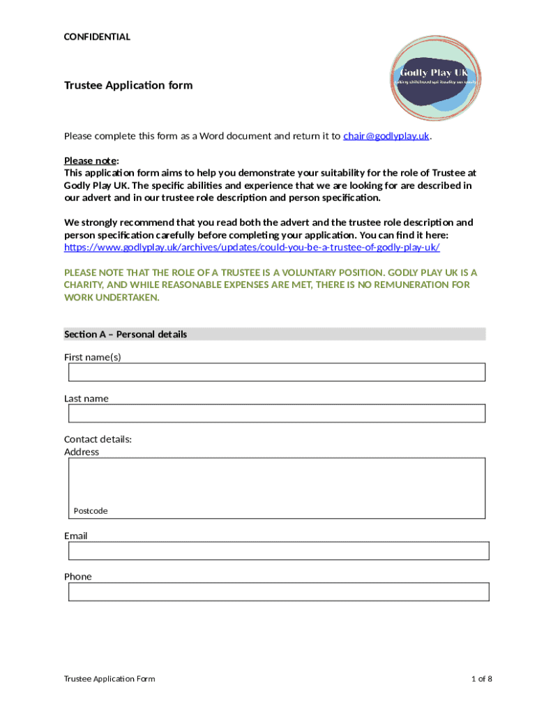 Trustee Application Doc Template | pdfFiller