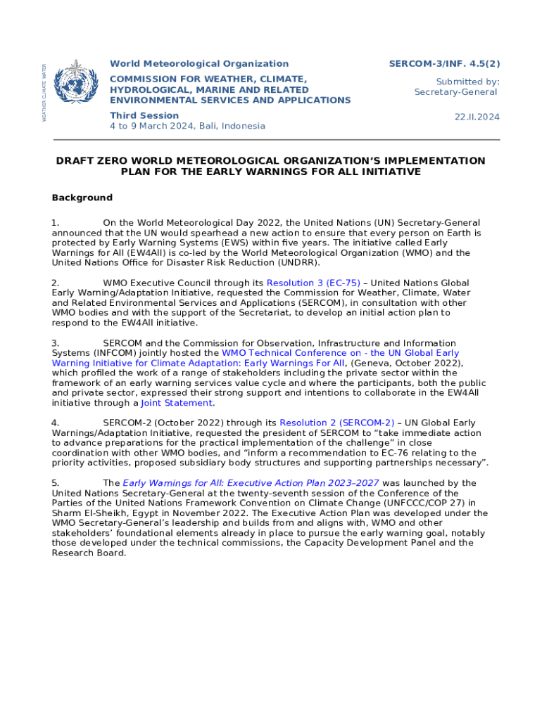 WMO Services Commission Expands its Portfolio Doc Template | pdfFiller
