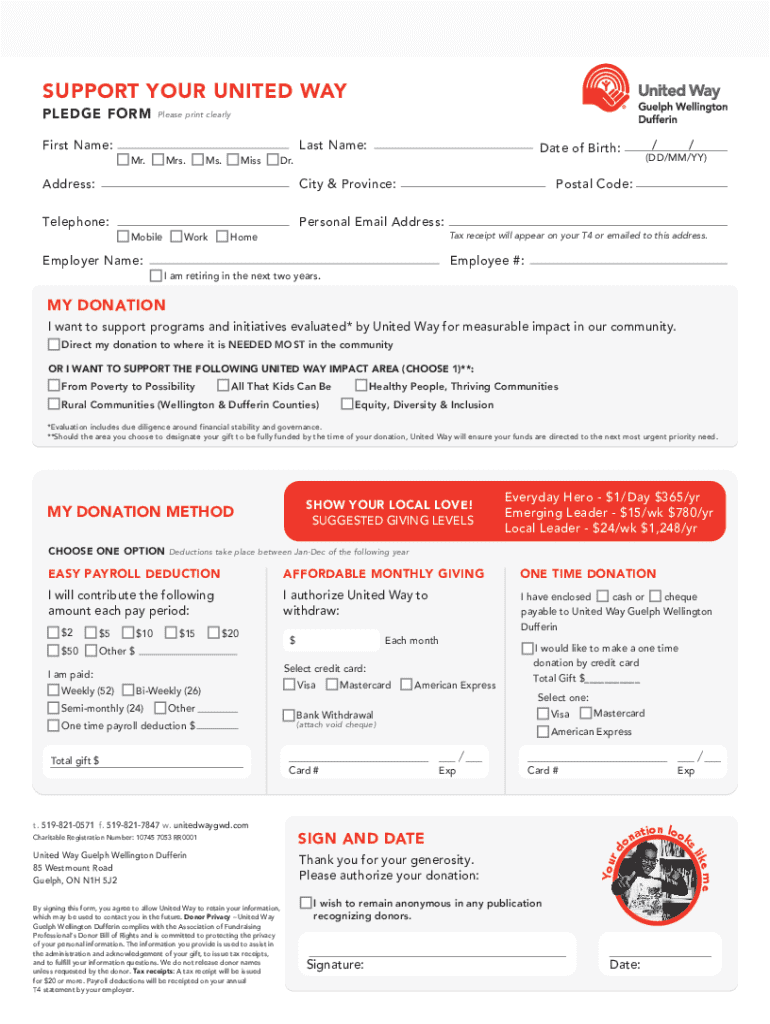 Fillable Online Support Your United Way Fax Email Print - pdfFiller
