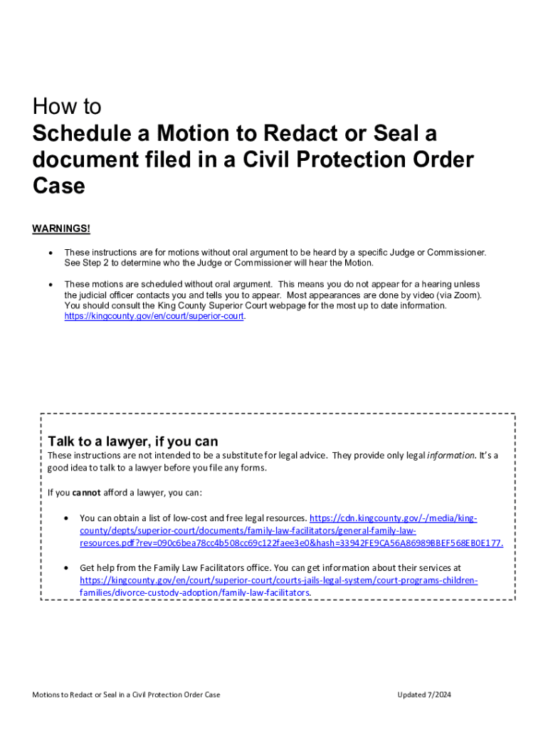 Fillable Online How to Schedule a Motion to Redact or Seal a document ...