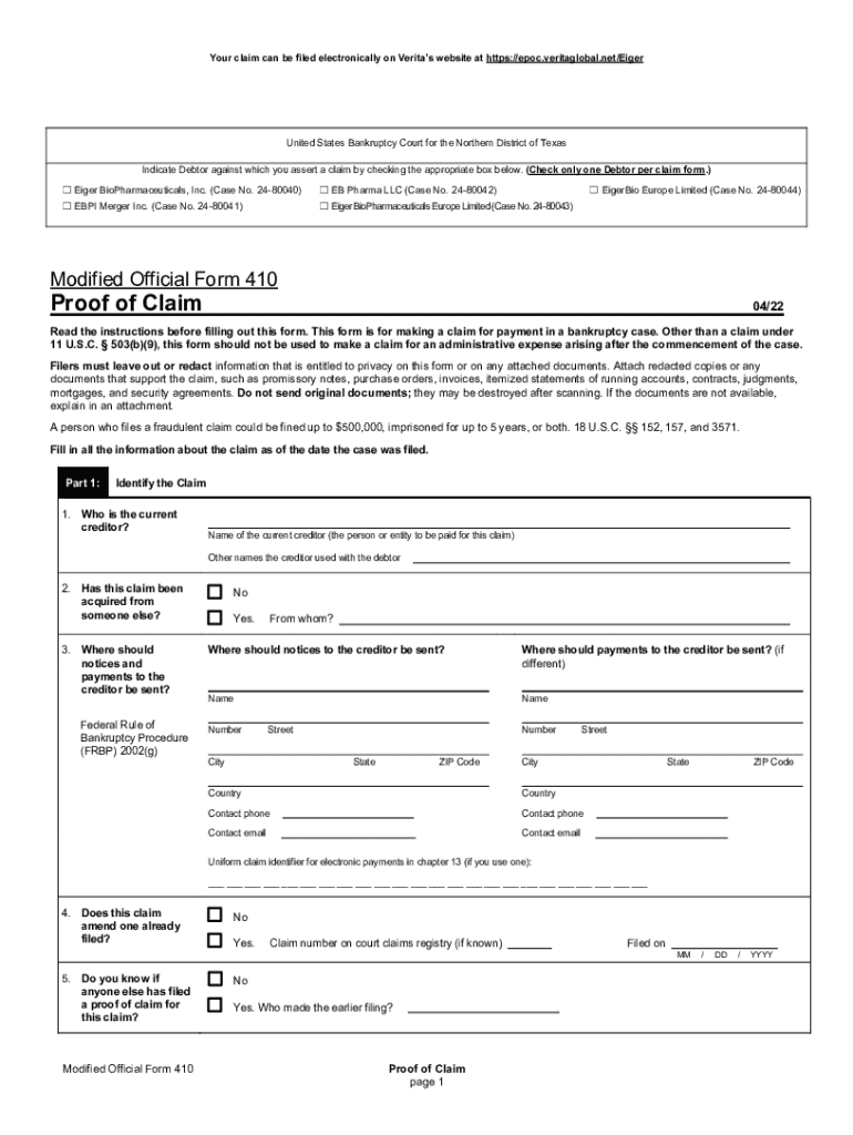 Fillable Online Proof of Claim Fax Email Print - pdfFiller