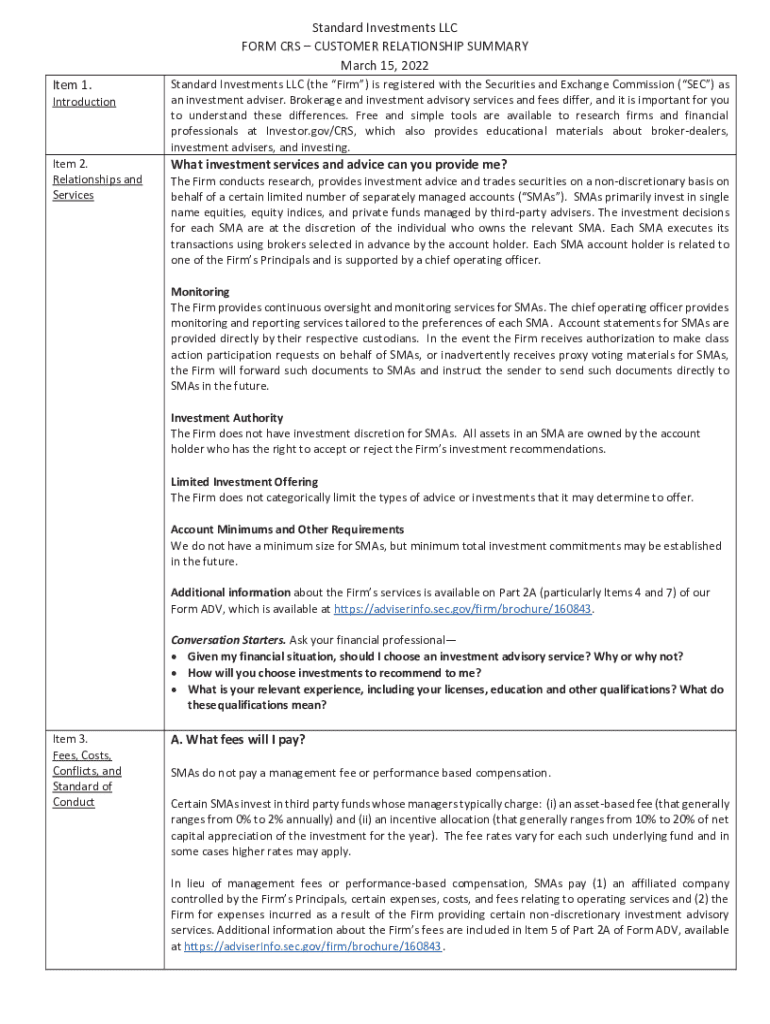 Fillable Online Customer Relationship Summary Fax Email Print - pdfFiller