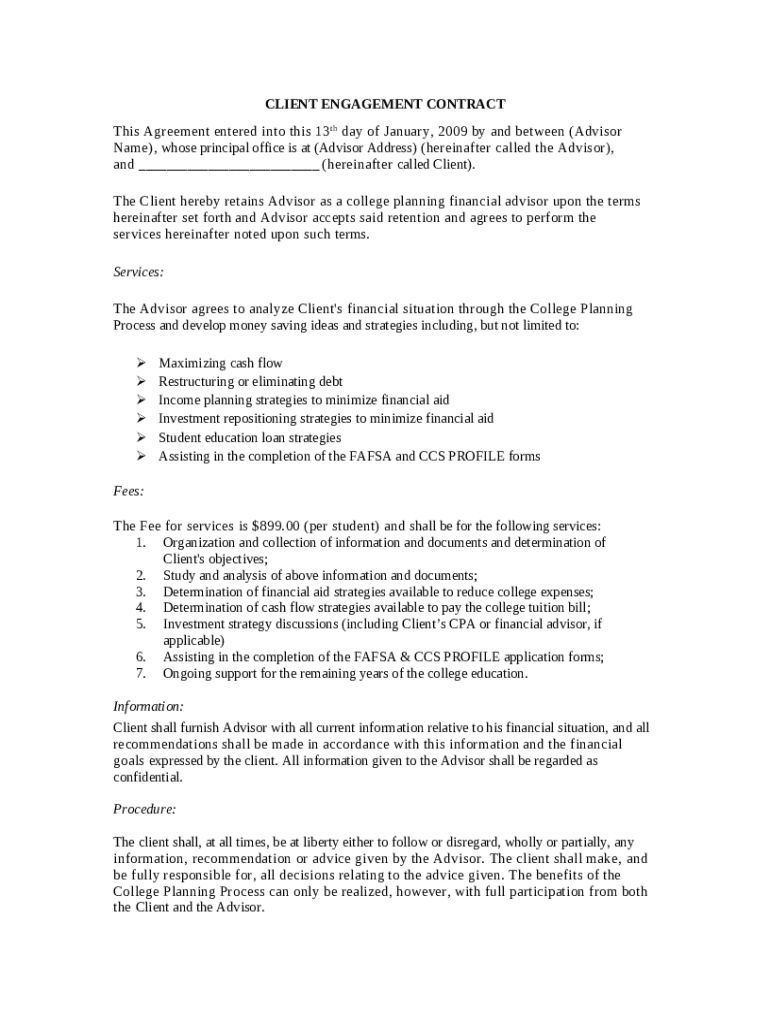 Client Engagement Contract Doc Template | pdfFiller