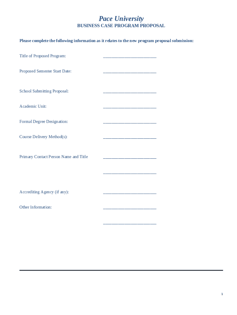 New Program Business Case Proposal Template Instructions Doc Template | pdfFiller