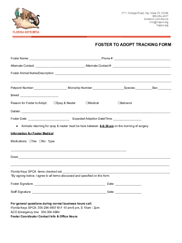 Fillable Online Pet Foster Form Fax Email Print - pdfFiller