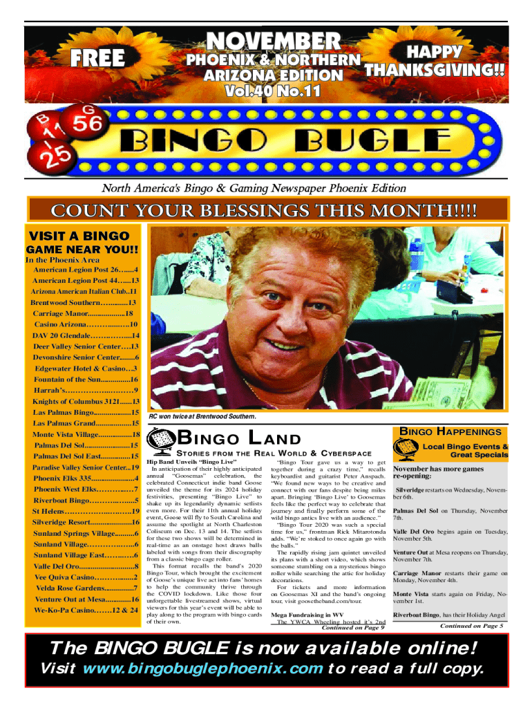 Bingo Bugle Phoenix - Fill Online, Printable, Fillable, Blank | pdfFiller