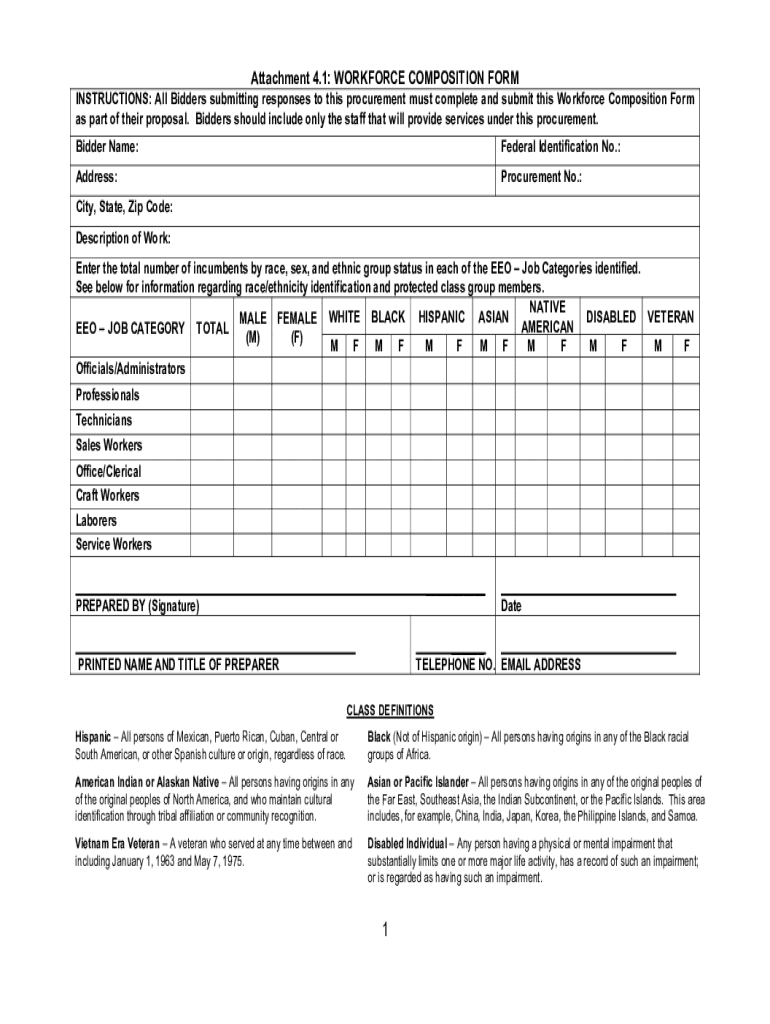 Workforce Composition Form - Blank Fillable Template | Fill Out, Print ...