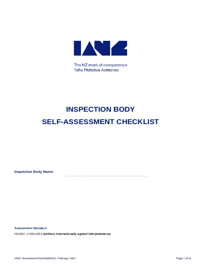 Checklist for ISO IEC 17020:2012 for Inspection Bodies Doc Template | pdfFiller