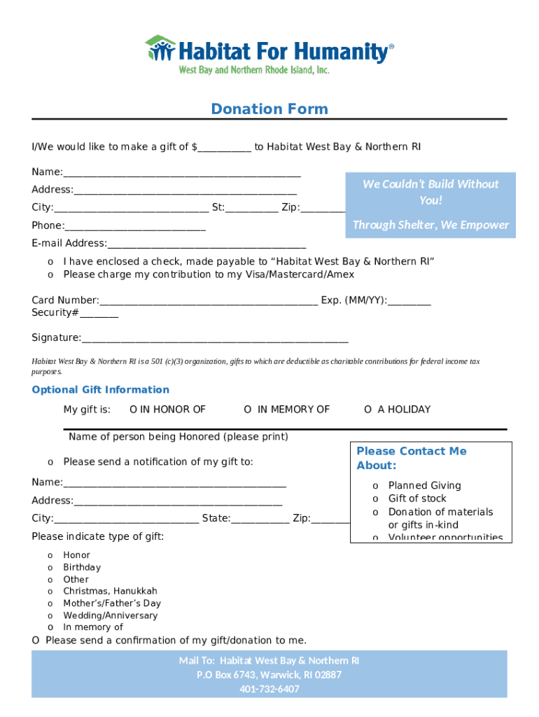 Donation Doc Template | pdfFiller