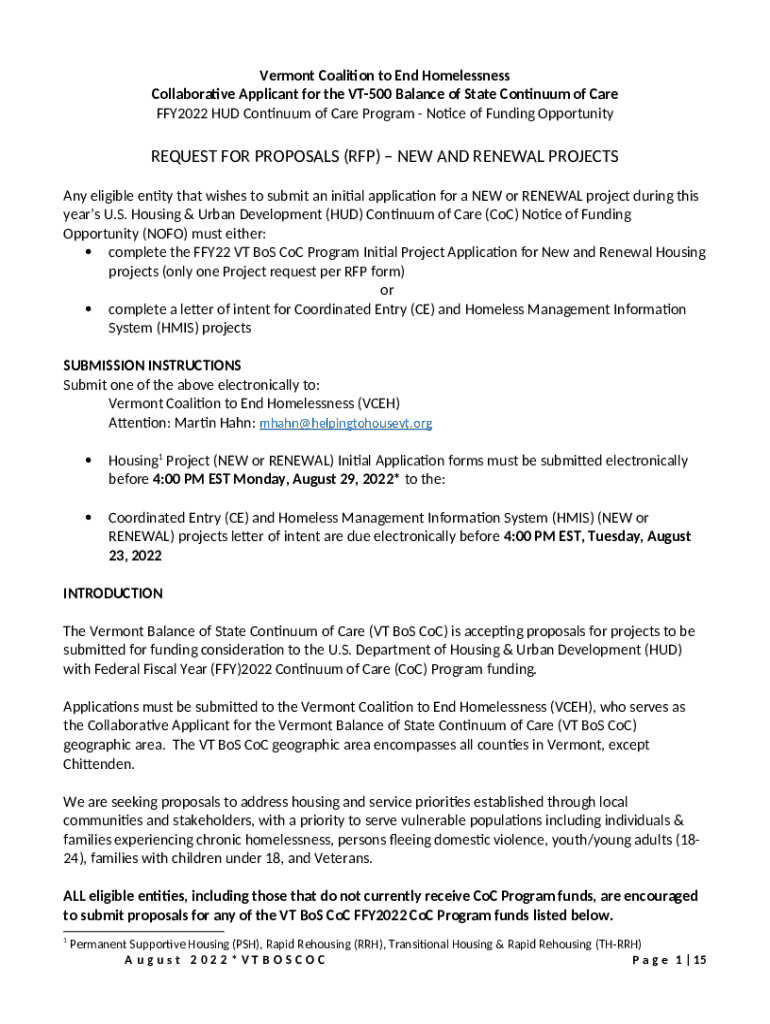 Ffy2022 Hud Continuum of Care Program - Notice of Funding Opportunity ...