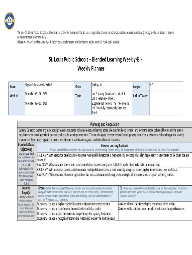 SLPS Lesson Plan Template Doc Template | pdfFiller