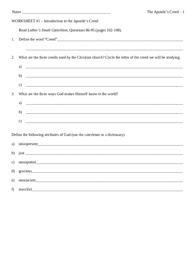 The Three Ecumenical or Universal Creeds of the LCMS Doc Template ...