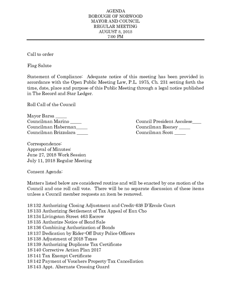 Fillable Online Matters listed below are considered routine and will be ...