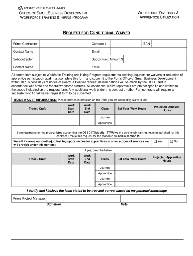 Fillable Online Conditional Waiver Request Form Fax Email Print - pdfFiller