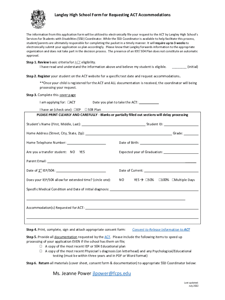 Fillable Online Fillable Online LHS Form for Requesting ACT ...