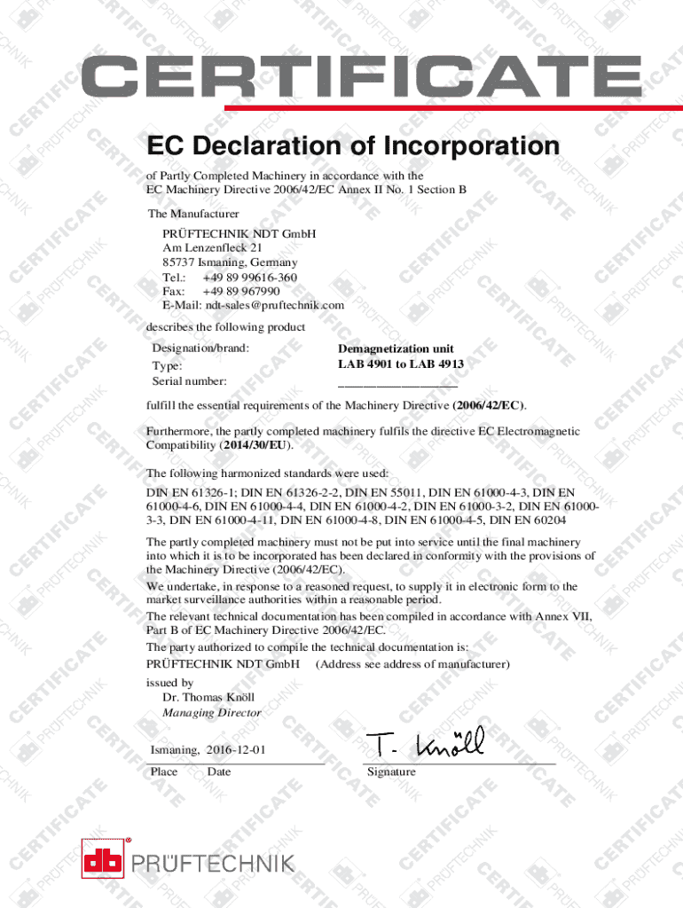 Fillable Online EC Declaration of Incorporation Fax Email Print - pdfFiller