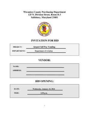 Fillable Online Invitation for Bid: Airport Self Pay Vending Fax Email Print - pdfFiller