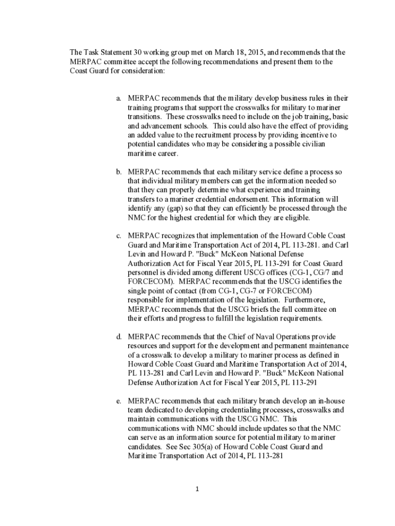 Fillable Online Task Statement 30 Military to Mariner Fax Email Print ...