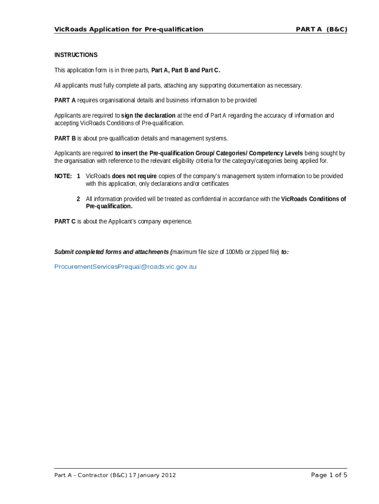 Vicroads Pre-qualification Application - webapps vicroads vic gov Doc ...