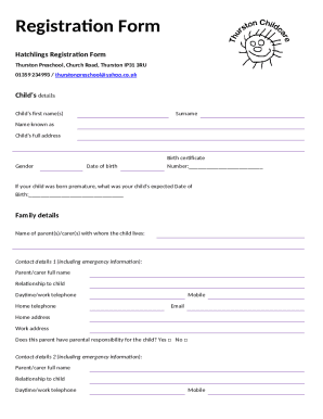 Hatchlings Registration Doc Template | pdfFiller