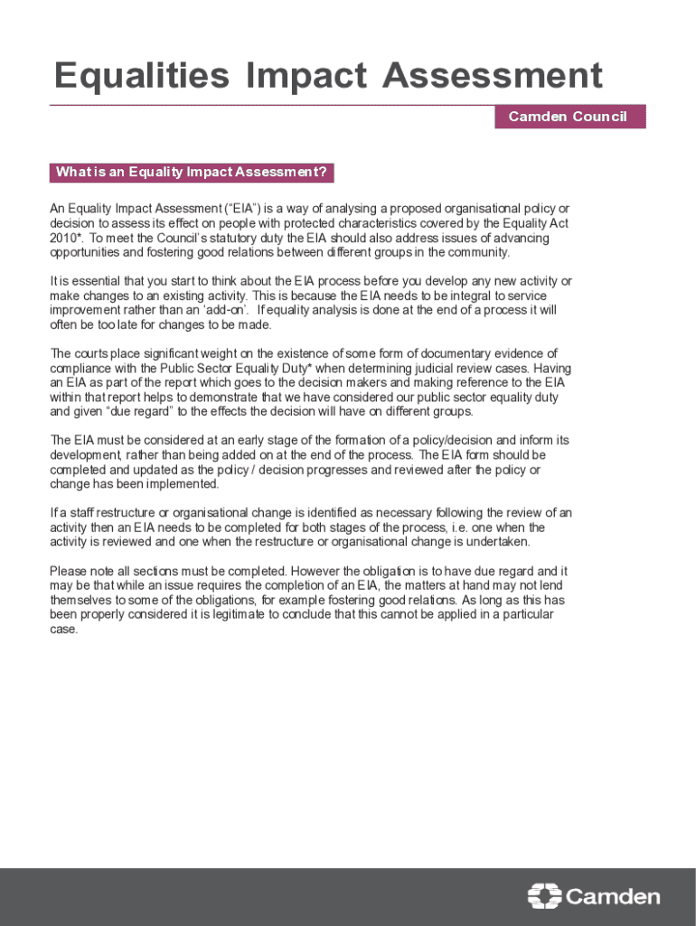 Fillable Online Equality Impact Assessment Form CTRS 2020 Fax Email Print - pdfFiller