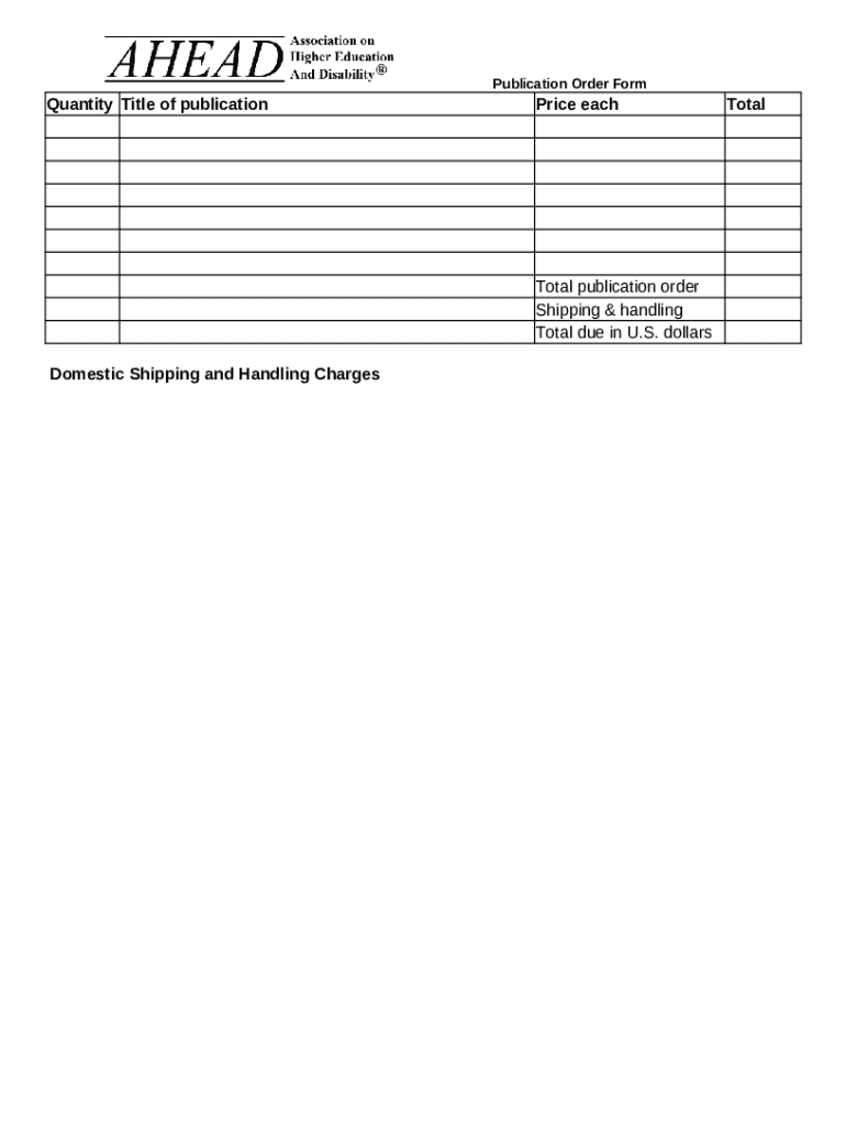 Publication Order Doc Template | pdfFiller