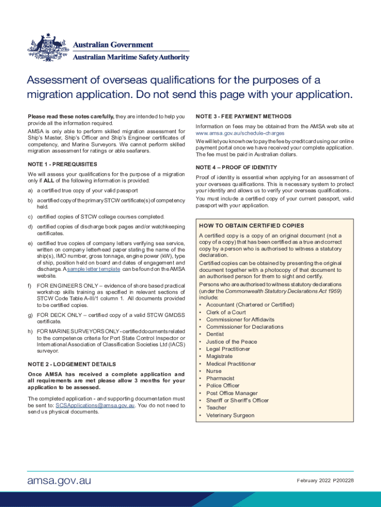 Fillable Online AMSA12 - Seafarer Qualification Assessment FormPDF Fax ...