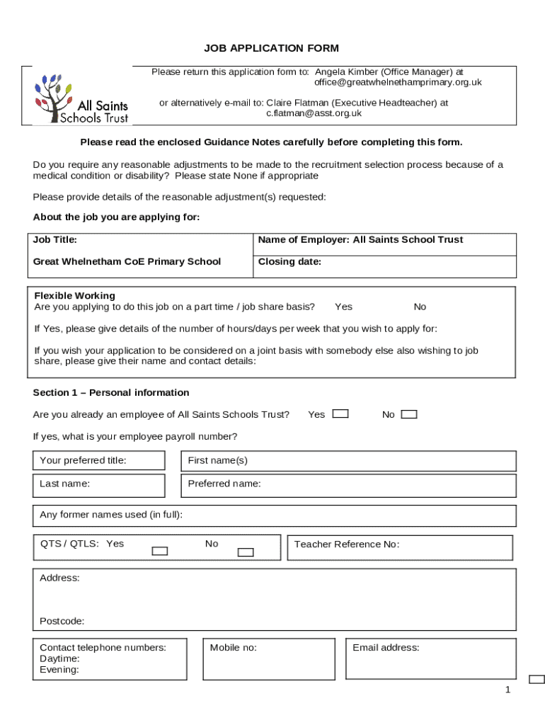 Job Application Doc Template | pdfFiller