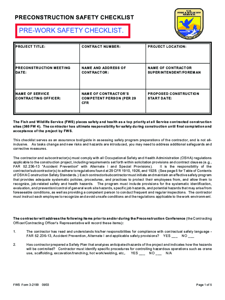 Fillable Online 8 - Pre-Work Safety Checklist (2).pdf Fax Email Print ...