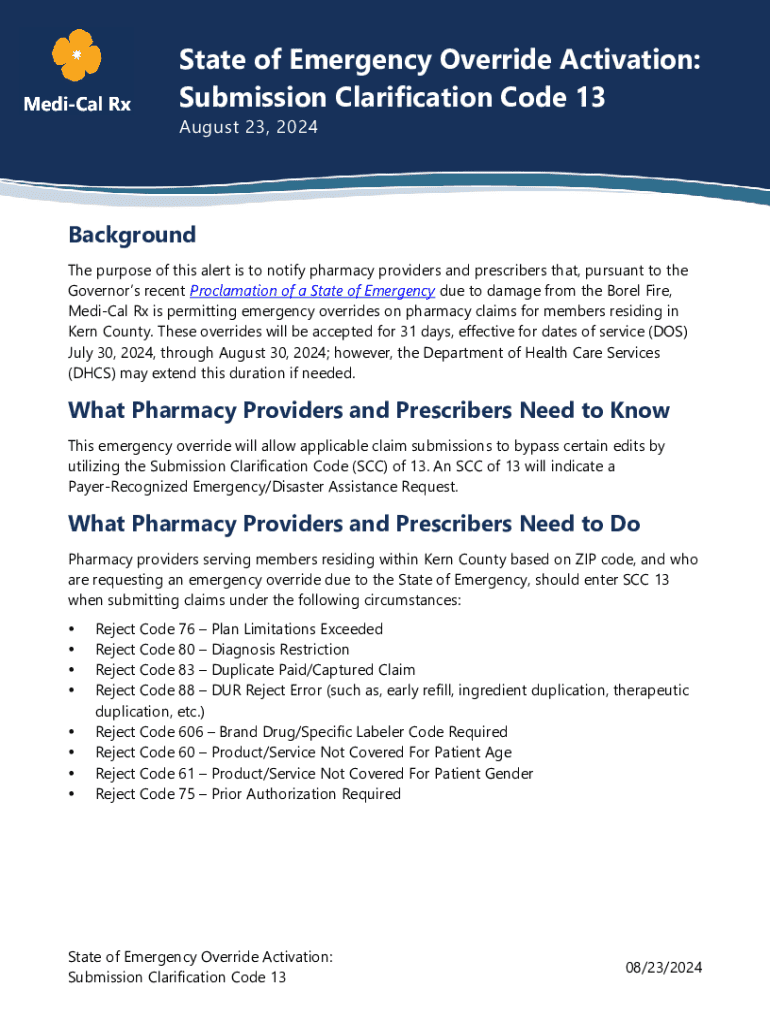 Fillable Online State of Emergency Override Activation: Fax Email Print ...