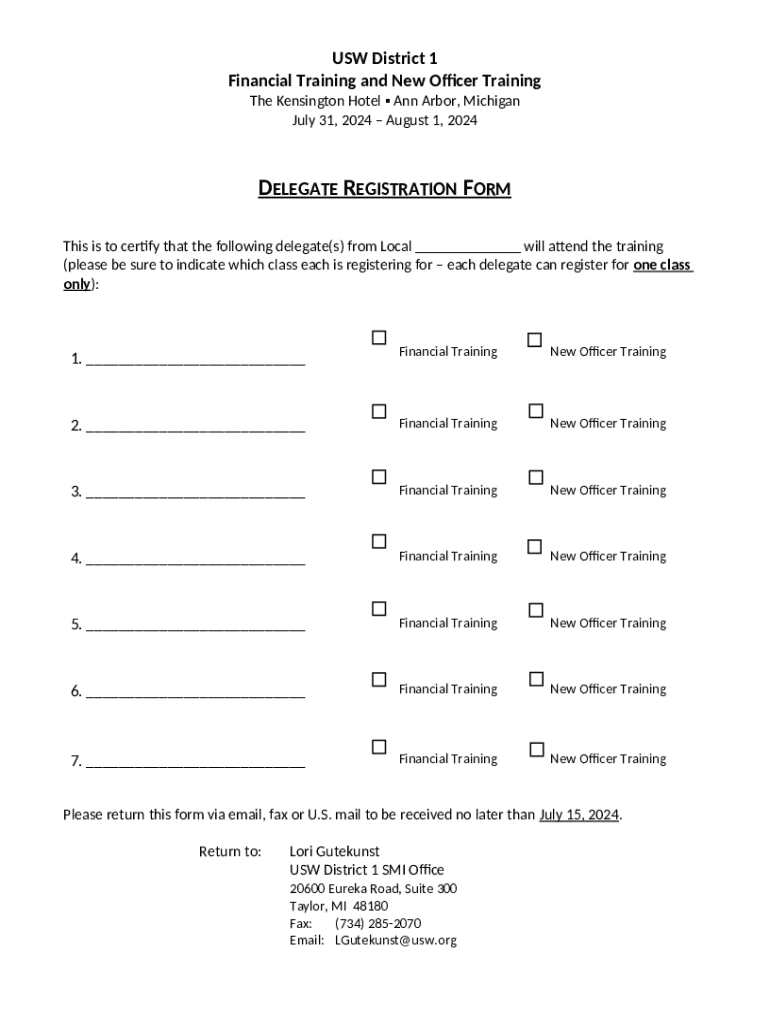 Delegate Registration - m usw Doc Template | pdfFiller