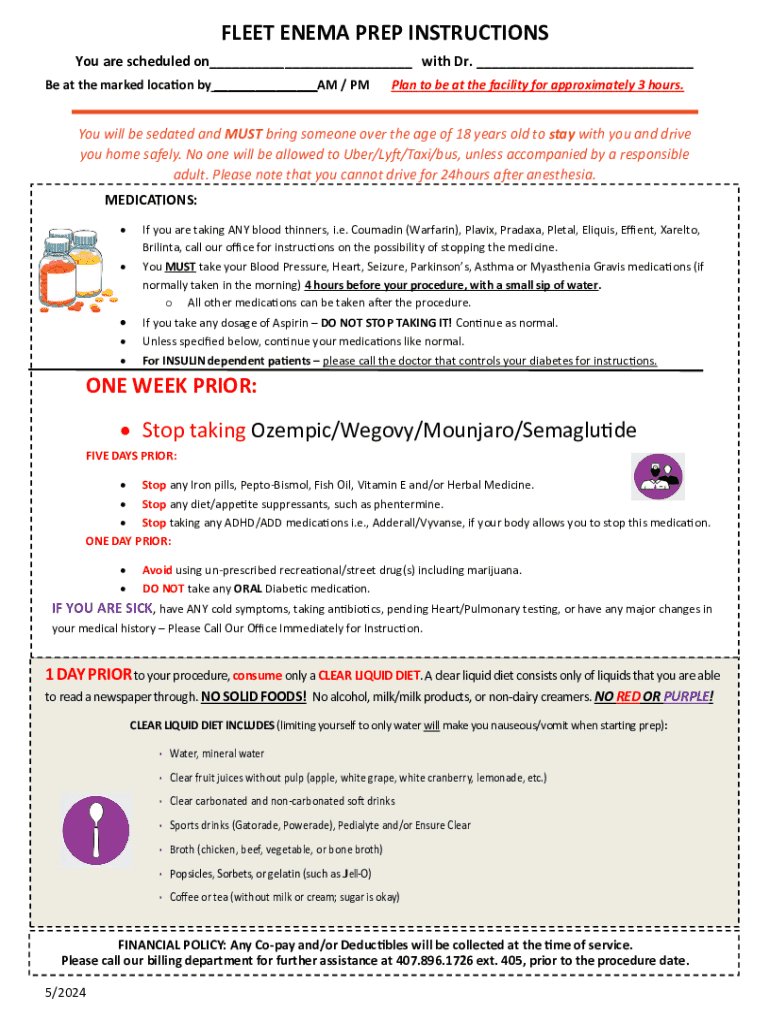 Fillable Online Preparation Instructions for Fleet Enema Procedure Fax Email Print - pdfFiller