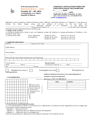 Contract-application for Participation in the Exhibition Doc Template | pdfFiller