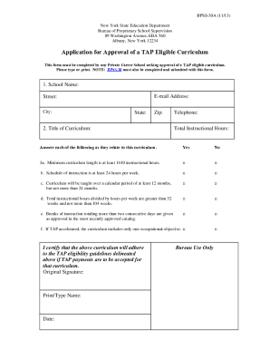 Fillable Online Application for Approval of a Tap Eligible Curriculum ...