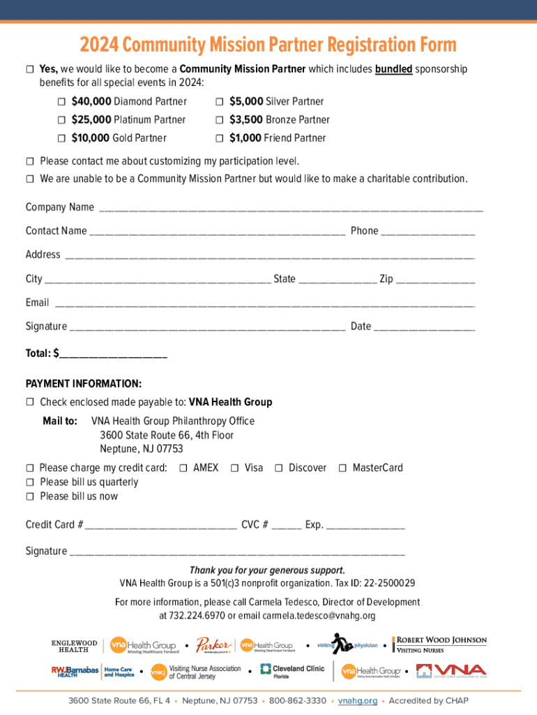 Fillable Online 2024 Community Mission Partner Registration Fax Email ...